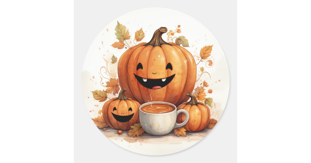 Cute Autumn Pumpkins Classic Round Sticker | Zazzle