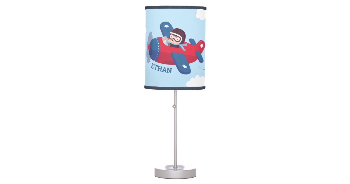 Cute Aviator Pilot Airplane Boys Room Decor Table Lamp | Zazzle