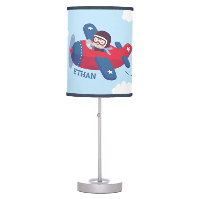 Cute Aviator Pilot Airplane Boys Room Decor Table Lamp | Zazzle