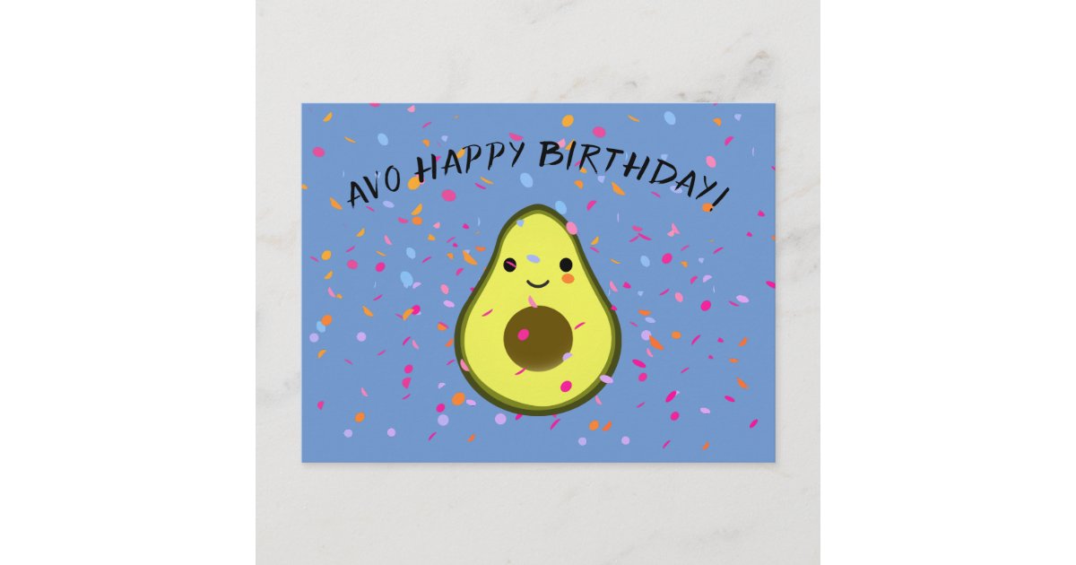 Cute Avo Happy Birthday Avocado Pun Postcard | Zazzle.com