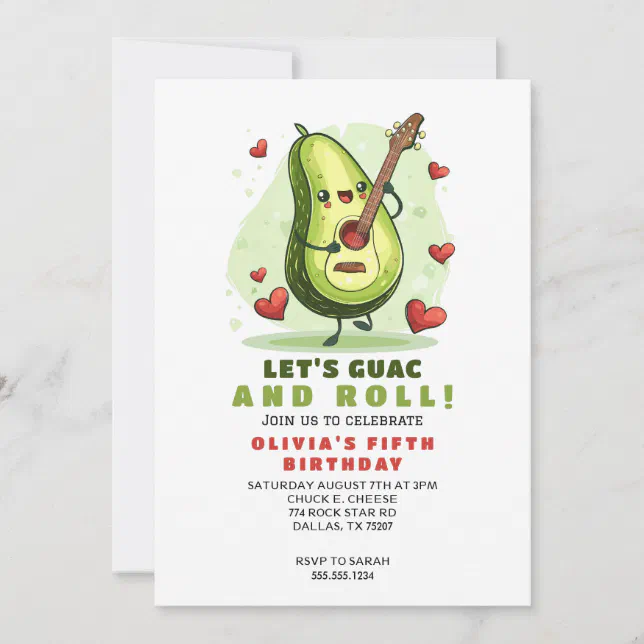 Cute Avocado Custom Birthday Invitation | Zazzle
