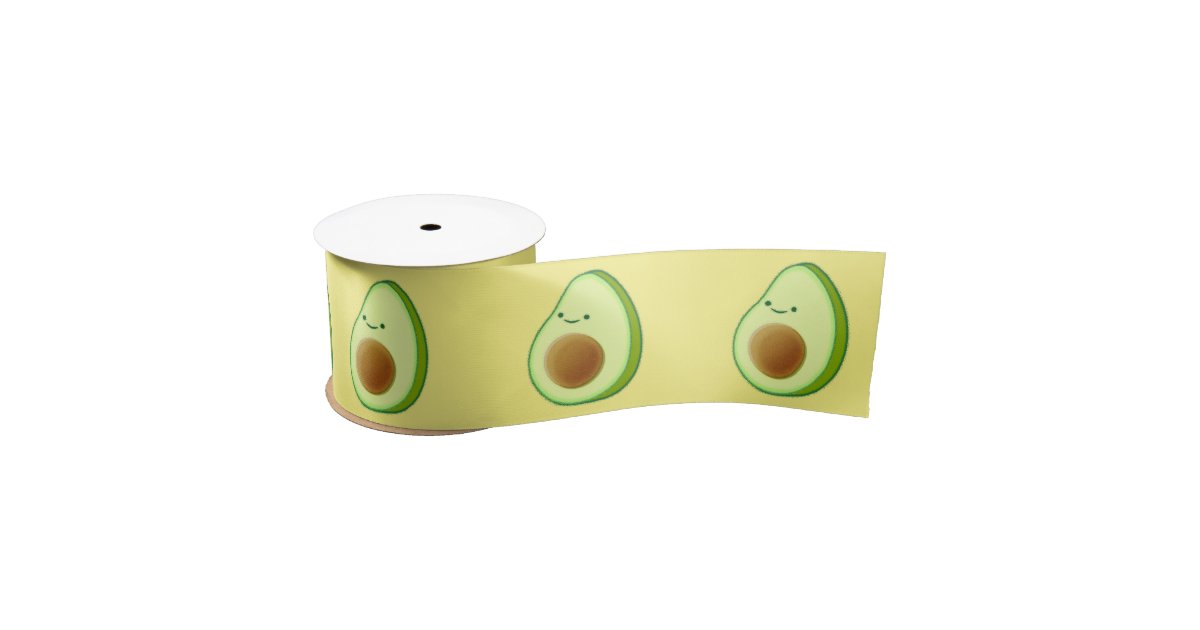 Cute Avocado Drawing Satin Ribbon | Zazzle