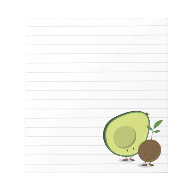 Cute Avocado Lined Food Notepad | Zazzle