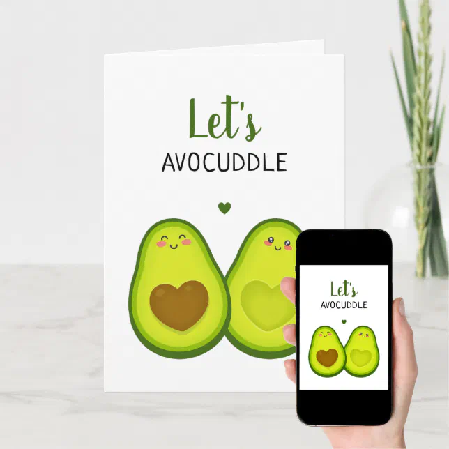 Cute Avocado Romantic Cuddle Love Romantic Couple Card | Zazzle