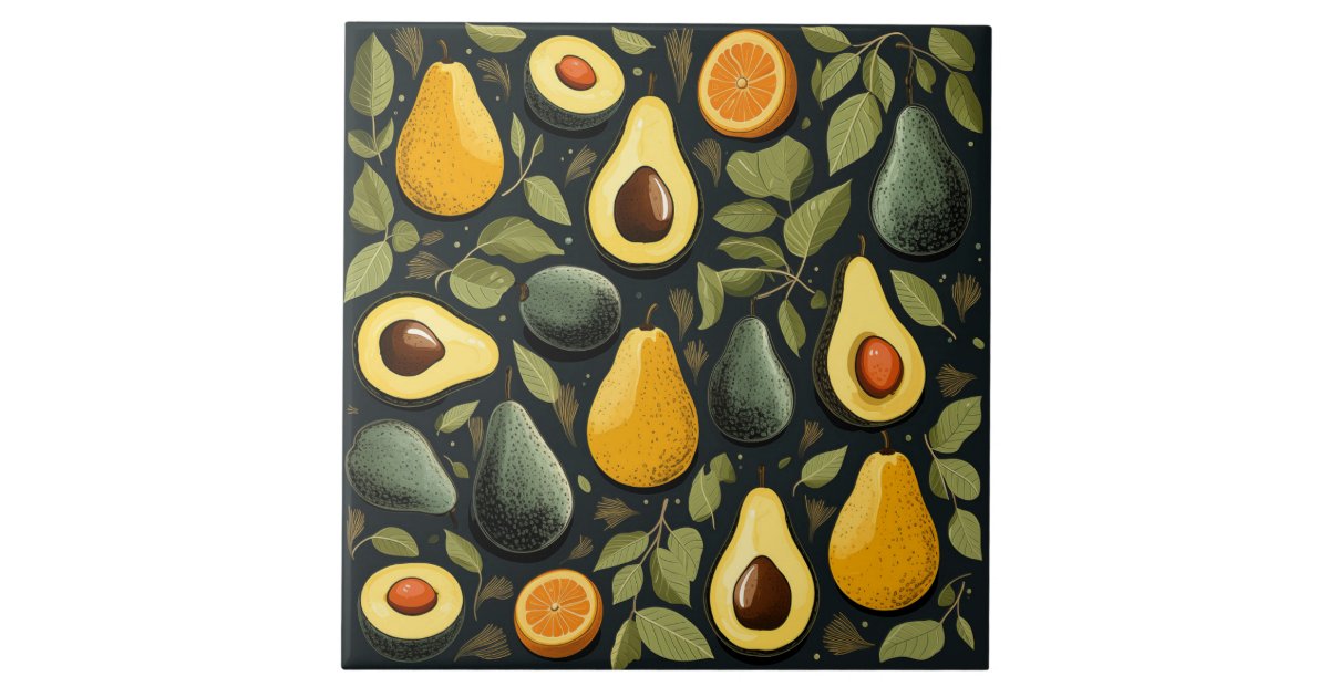 Cute avocados ceramic tile | Zazzle