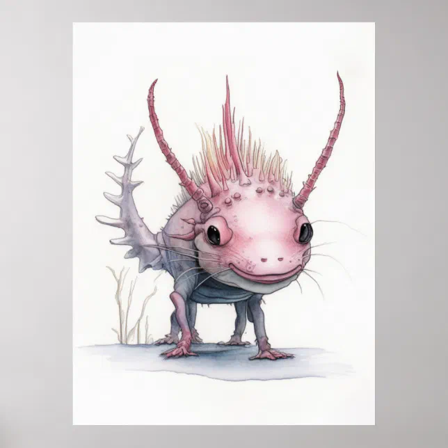 Cute Axolotl Art: Poster | Zazzle