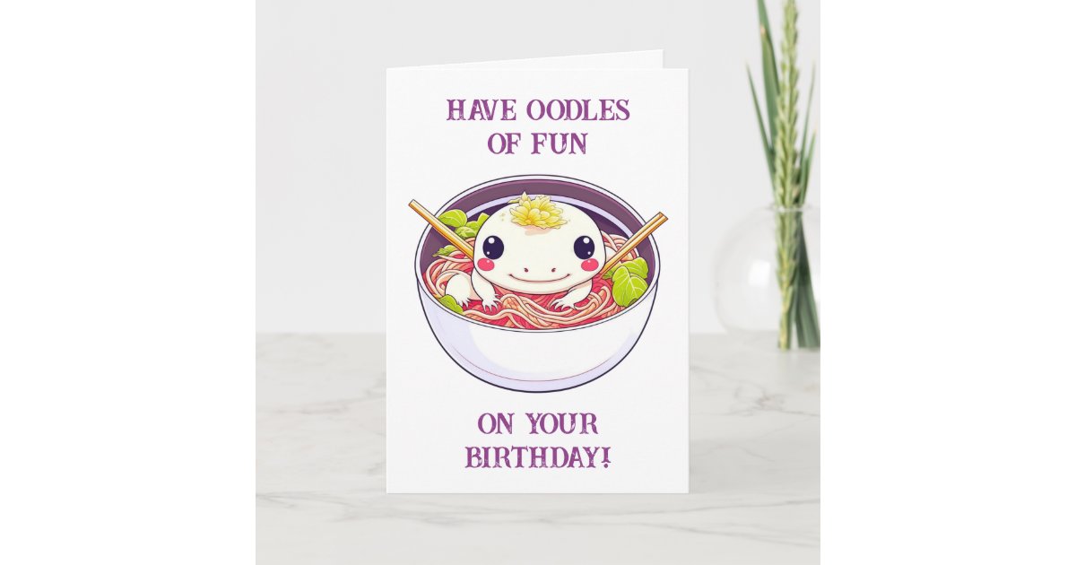 Cute Axolotl Birthday + Coloring Page Inside Card | Zazzle