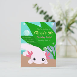 Cute Axolotl Birthday Invitation | Zazzle