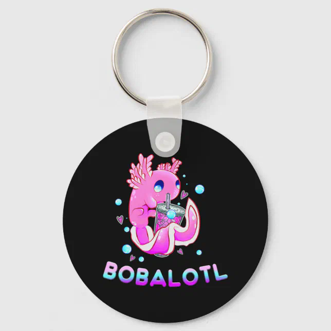 Cute Axolotl Lover Bobalotl Boba Kawaii Anime Japa Keychain | Zazzle