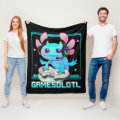 Cute Axolotl Lover Gamesalotl Gaming Axolotl Kids Fleece Blanket | Zazzle