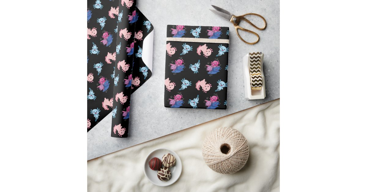 Cute Axolotl Pattern Wrapping Paper | Zazzle