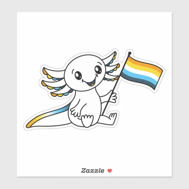 Cute Axolotl with AroAce Sunset Pride Flag LGBTQ+ Sticker | Zazzle