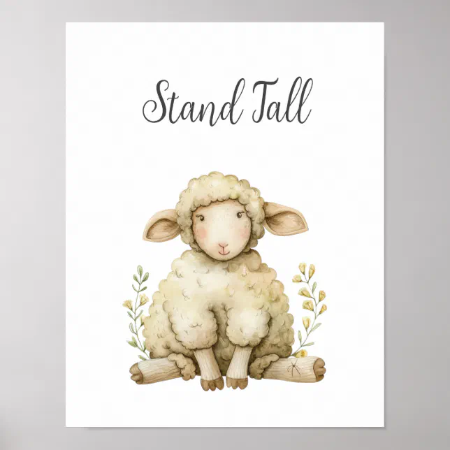 Cute Baby Animal Sheep Stand Tall Nursery Kid Room Poster | Zazzle