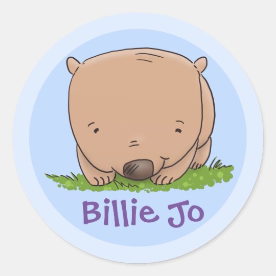 Cute baby Australian wombat cartoon illustration Classic Round Sticker ...