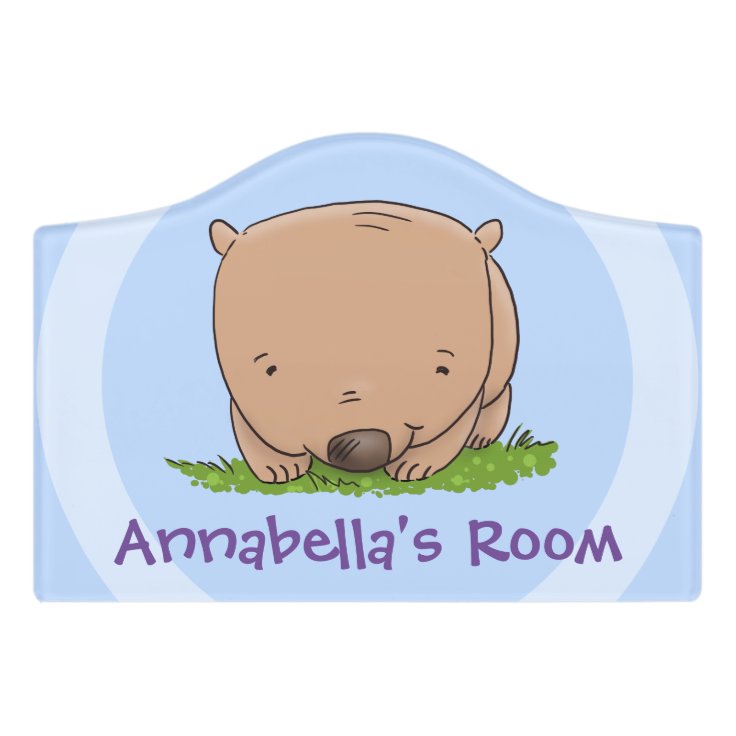 Cute baby Australian wombat cartoon illustration Door Sign | Zazzle