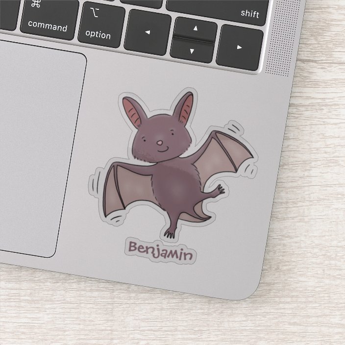 Cute baby bat flying cartoon illustration sticker | Zazzle.com