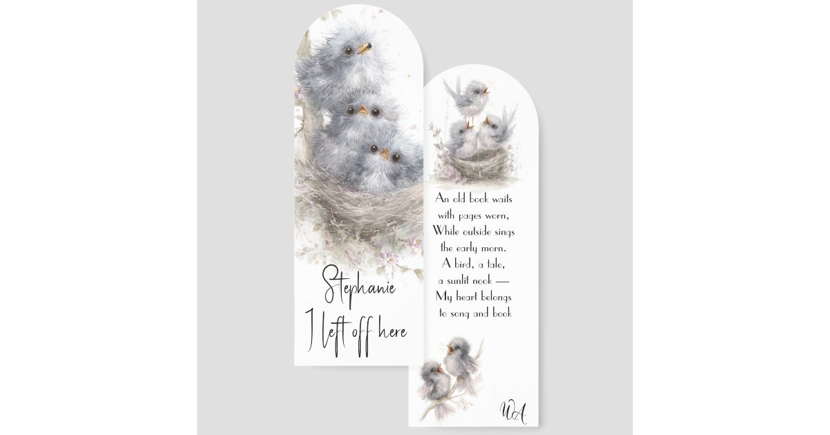 Cute Baby Birds Illustration Bookmarks | Zazzle