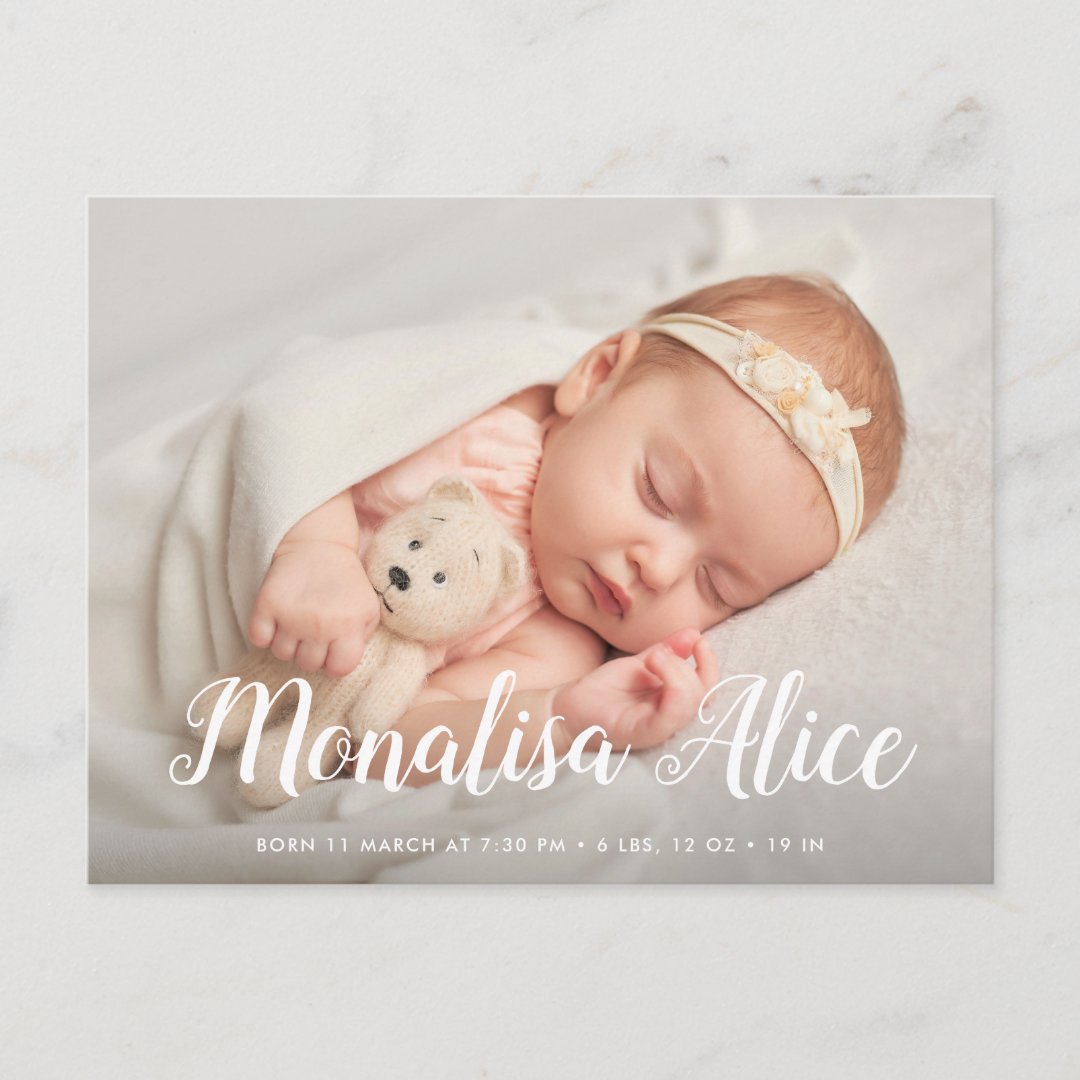cute baby birth announcement photo postcard | Zazzle
