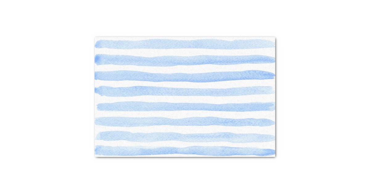 Cute Baby Blue and White Watercolor Striped Tissue Paper | Zazzle