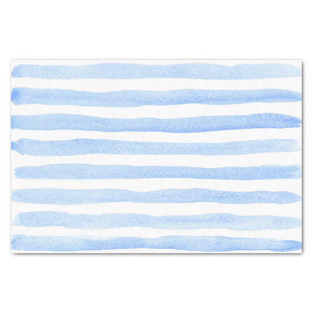 Cute Baby Blue and White Watercolor Striped Tissue Paper | Zazzle