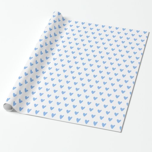 Cute Baby Blue Hearts Pattern Wrapping Paper | Zazzle