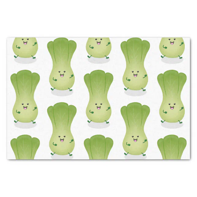 Cute baby bok choy cartoon illustration tissue paper | Zazzle