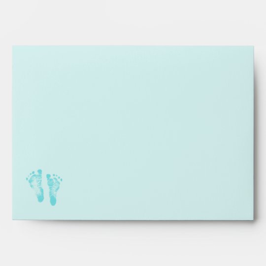 Cute Baby Boy Footprints Baby Shower Blue Ribbon Envelope | Zazzle.com