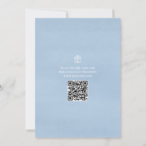 Cute Baby Boy Whimsical Denim Blue QR Code Invitation | Zazzle