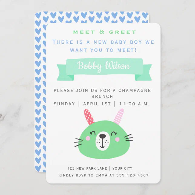 Cute Baby Bunny | Meet & Greet New Baby Invitation | Zazzle