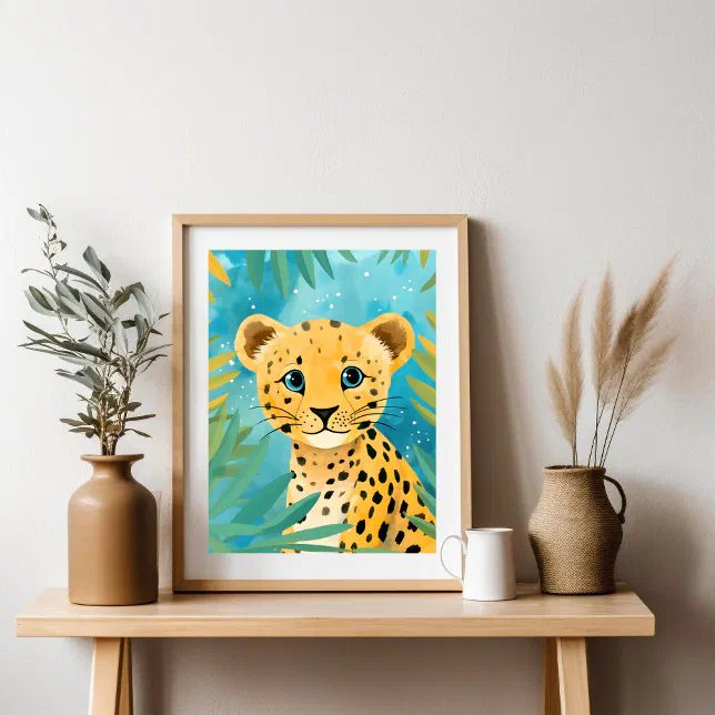 Cute Baby Cheetah with Blue Eyes Poster | Zazzle
