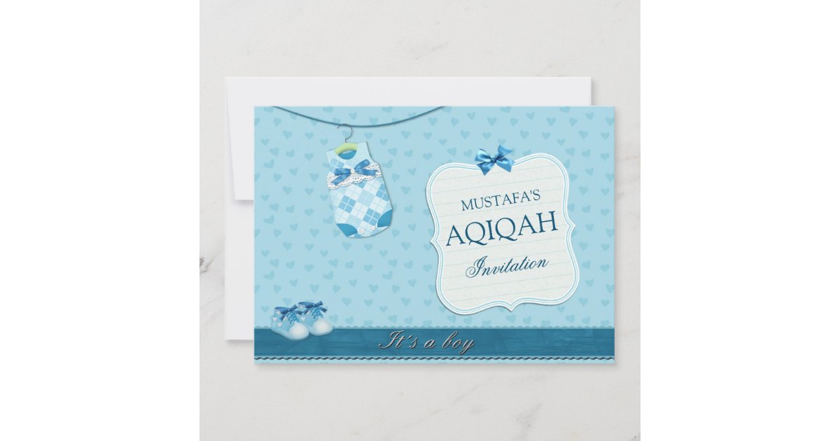 Cute Baby Clothes Baby Boy Aqiqah Invitation | Zazzle
