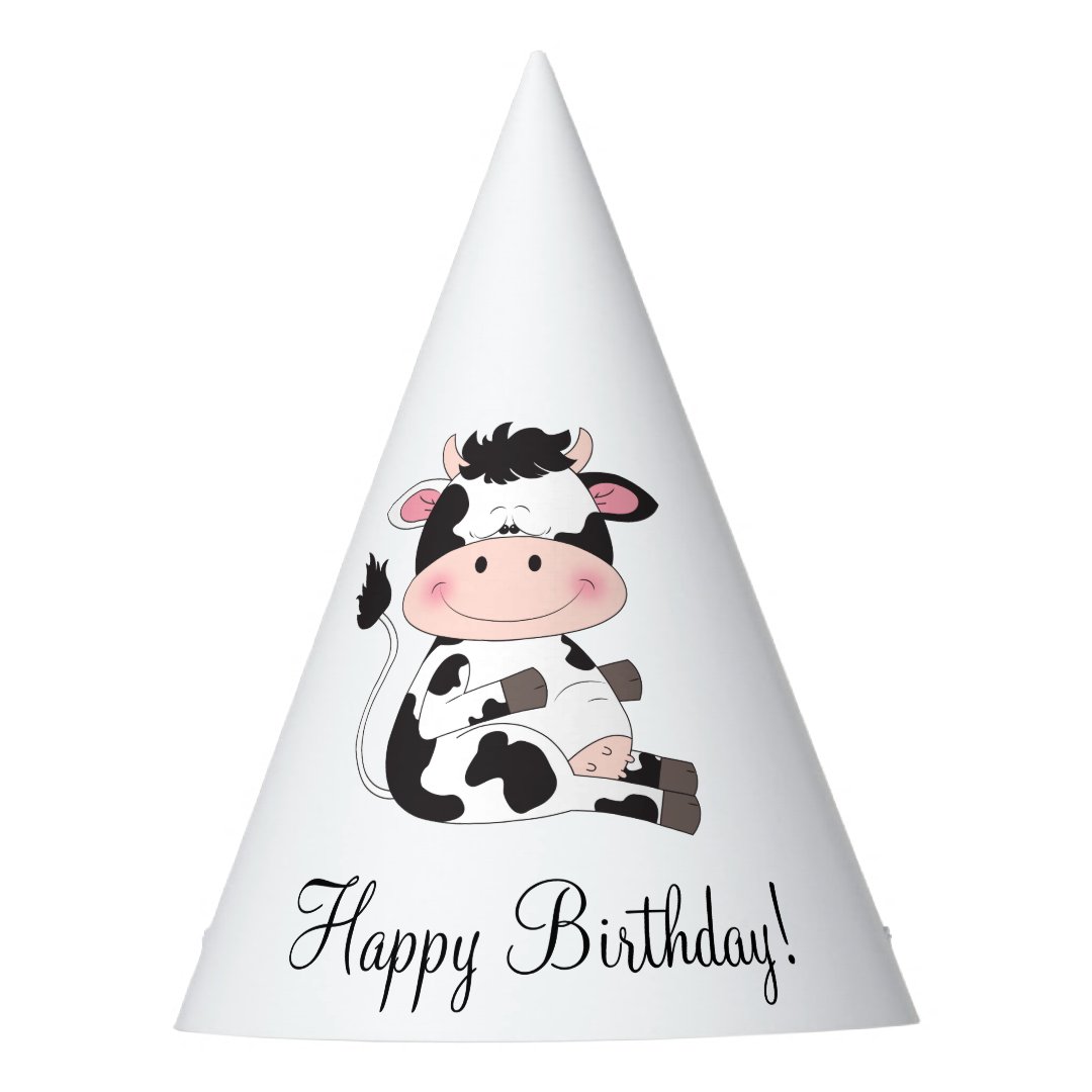 Cute Baby Cow Cartoon Party Hat | Zazzle