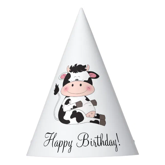 Cute Baby Cow Cartoon Party Hat | Zazzle