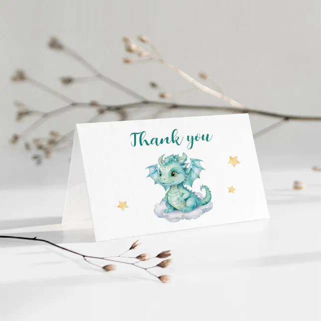 Cute Baby Dragon Folded Thank You Card | Zazzle
