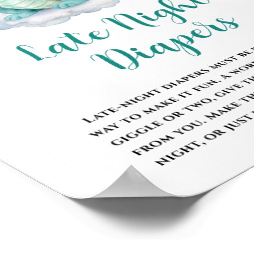 Cute Baby Dragon Late Night Diapers Poster | Zazzle