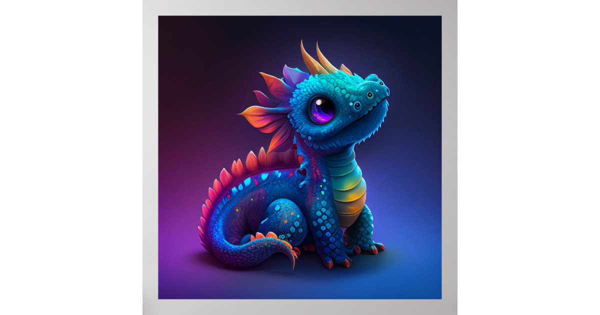 Cute Baby Dragon Poster | Zazzle