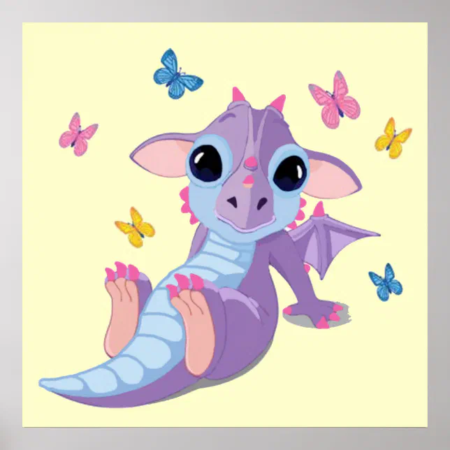 Cute Baby Dragon Poster | Zazzle
