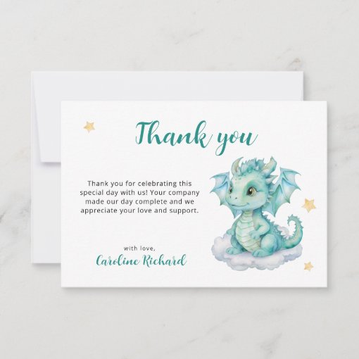 Cute Baby Dragon Thank You Card | Zazzle