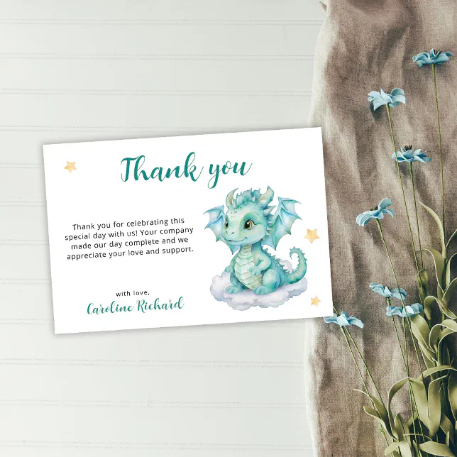 Cute Baby Dragon Thank You Card | Zazzle