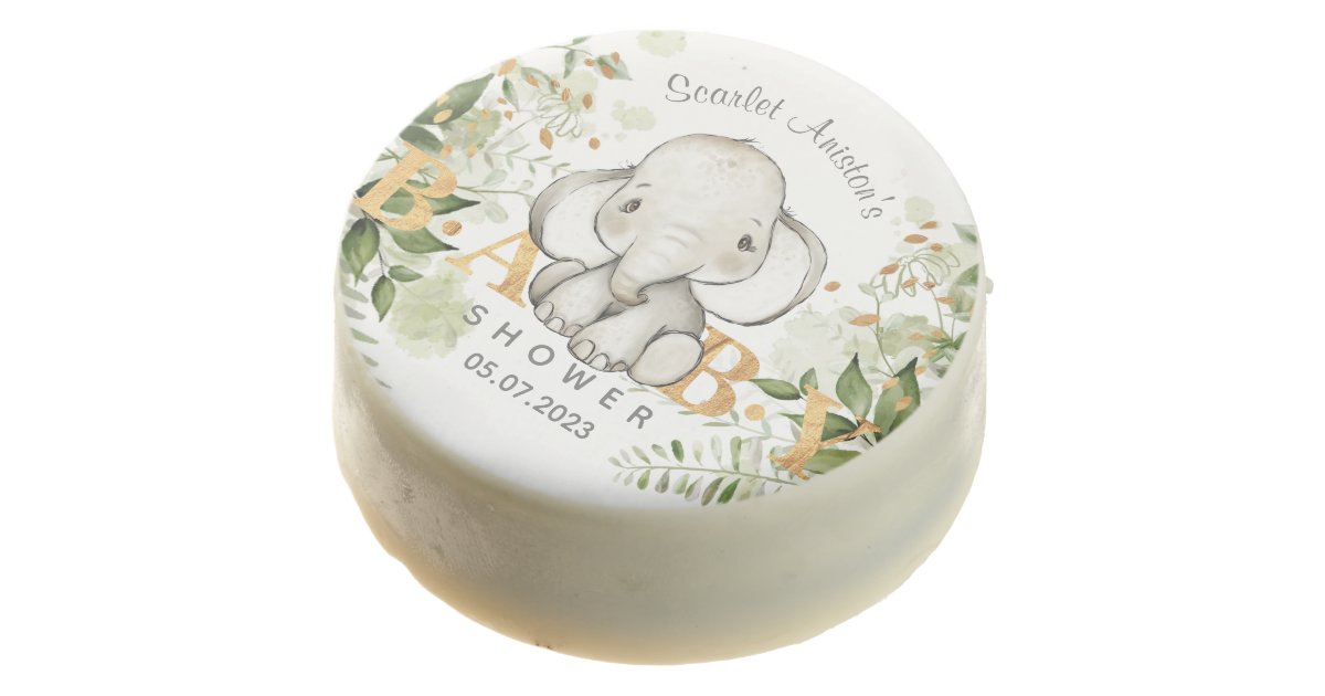 Cute Baby Elephant Baby Shower Chocolate Covered Oreo | Zazzle