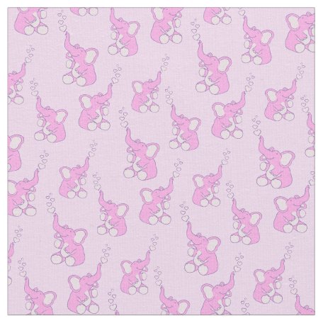 Cute Pink Baby Elephant with Polka Dot Ear Pattern Fabric | Zazzle