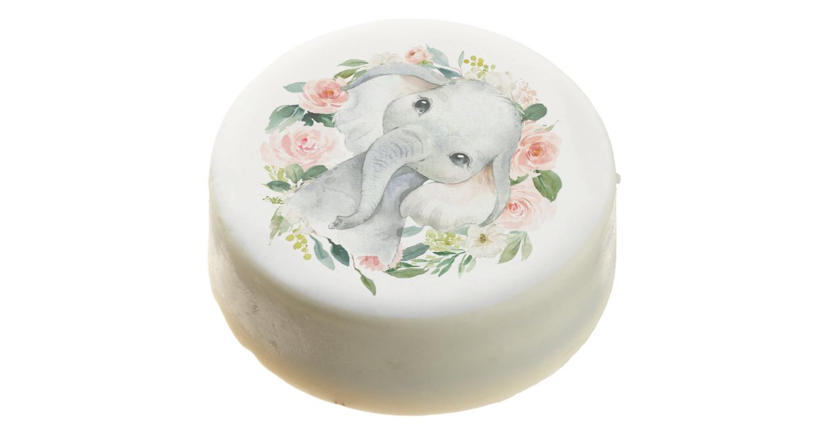 Cute Baby Elephant Pink Floral Chocolate Covered Oreo | Zazzle