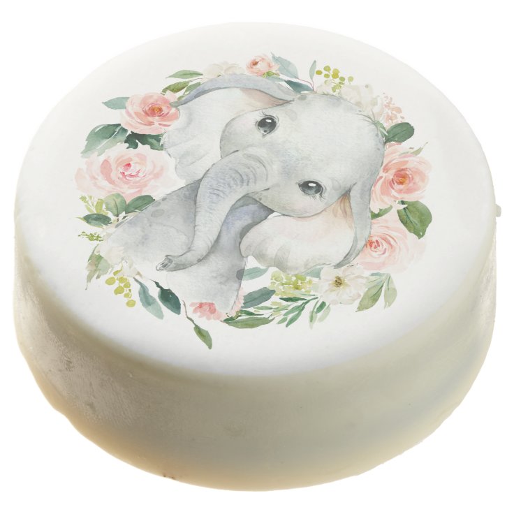 Cute Baby Elephant Pink Floral Chocolate Covered Oreo | Zazzle