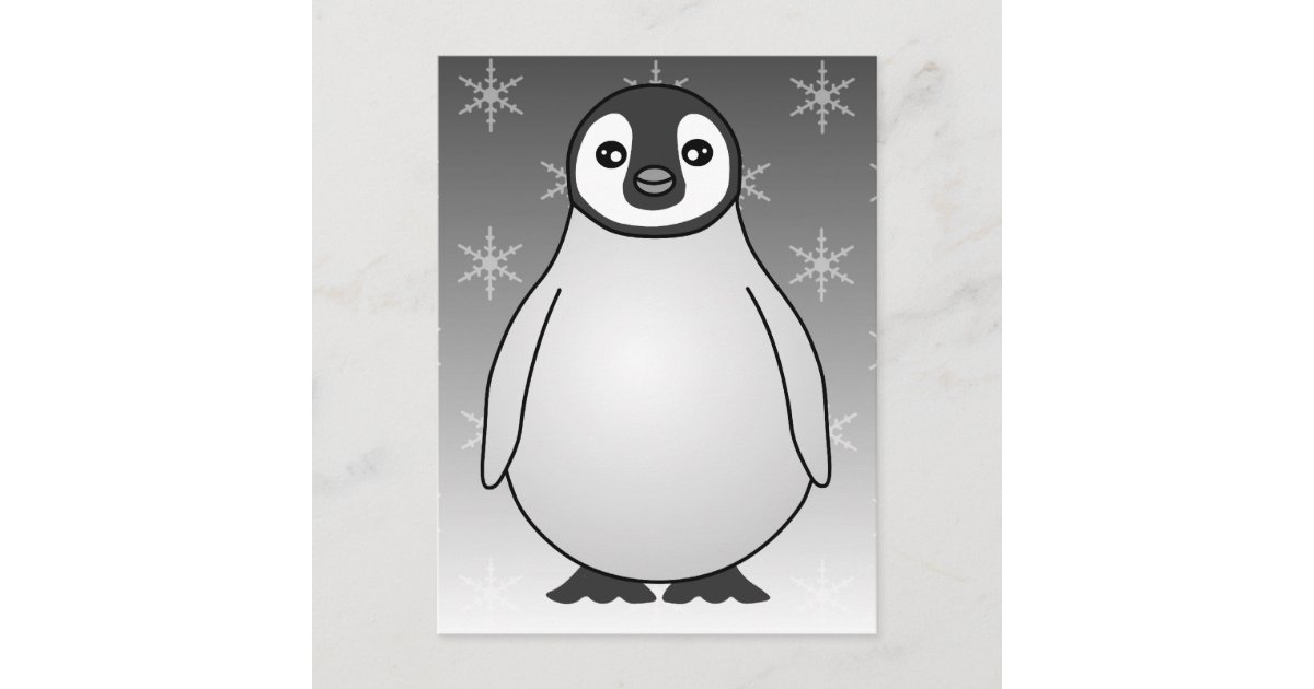 Cute Baby Emperor Penguin Cartoon Postcard | Zazzle