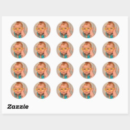 Cute Baby Family Photo Classic Round Sticker | Zazzle