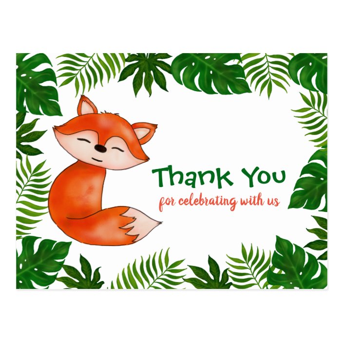 Cute Baby Fox | Baby Shower | Thank You Postcard | Zazzle.com
