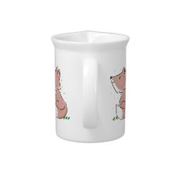 Cute baby fox cartoon illustration beverage pitcher | Zazzle