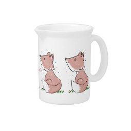 Cute baby fox cartoon illustration beverage pitcher | Zazzle