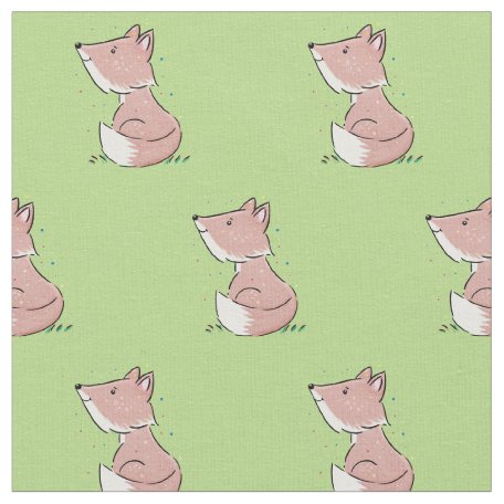 Cute Cartoon Foxes Fabric | Zazzle