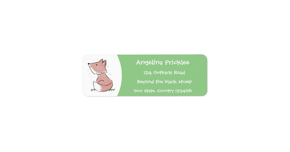 Cute baby fox cartoon illustration label | Zazzle
